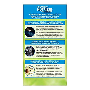 Garnier Nutrisse Ultra Nourishing Hair Color Creme with Triple Oils, Permanent Dye for 100% Gray Coverage, Blue Curaçao IN2 (Packaging may vary)