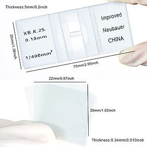 ADAMAS-BETA Hemocytometer with 100Pcs Coverslips Improved Neubauer Hemocytometer Blood Counting Chamber Yeast Cell Counter