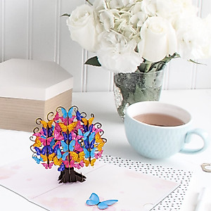 JinRuiKJ Butterfly Tree 3D Pop Up Card - Handmade 3D Greeting Cards with Envelope, 5.9" x 7.9" Cover - Funny Birthday Card for Mothers Day, Valentines Day, All Occasion
