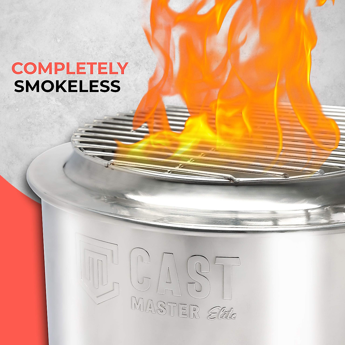 Cast Master Bon 2000 Dual Purpose Bonfire Pit - Smokeless Fire Pit & Campfire Grill - 3-in-1 Firepit -Cooking, Camping, Tailgating, Beach - Portable with Carry Case