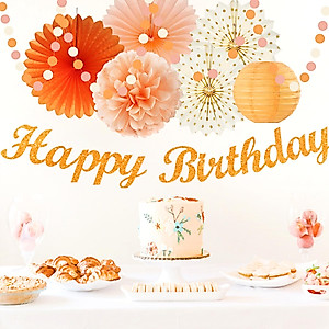 Orange-Beige Fal Boho Birthday Party-Decorations - 21pcs Autumn One Two Sweet Peach Happy Banner,Girls Groovy Paper Streamers Lanterns Honeycomb,Tissue Pom Poms Fan,Hippie Garland Decor Huglony