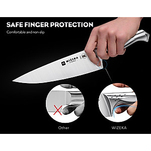 WIZEKA Kitchen Knife Set with Block, Dishwasher Safe 15 Pcs Professional Chef Knife Set with Knife Sharpener, Food Grade German Stainless Steel Knife Block Set, Jaguar Series