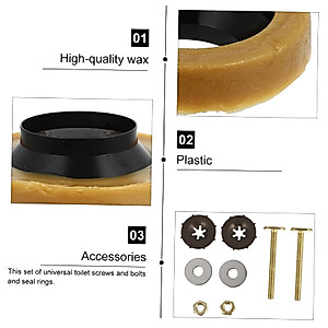 Uonlytech 3 Sets Toilet Seal Brass Washers Ring Kit Brass Fittings Toilet Fixed Accessories Toilet Wax Ring with Bolts Toilet Wax Seal Kit Toilet Seat Fixed Accessories Toilet Seat Bolts