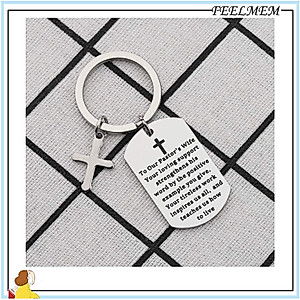 FEELMEM Pastors Wife Gift Religious Jewelry To Our Pastor's Wife Your Loving Support Strengthen His Word By the Positive Example You Give Keychain Minister's Wife Gift (silver)