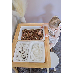 Beright Kids Table and Chair Set, Indoor Sensory Table with 2 Chairs and 3 Storage Bins, Play Sand Water Table for Toddlers, Wooden Activity Table, for Birthday, Christmas