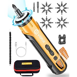 VIGRUE Electric Screwdriver with Display, 2200mAh Type-C Rechargeable Cordless Screwdriver, 5 Torque Adjustment, Power Screwdriver for Small Projects