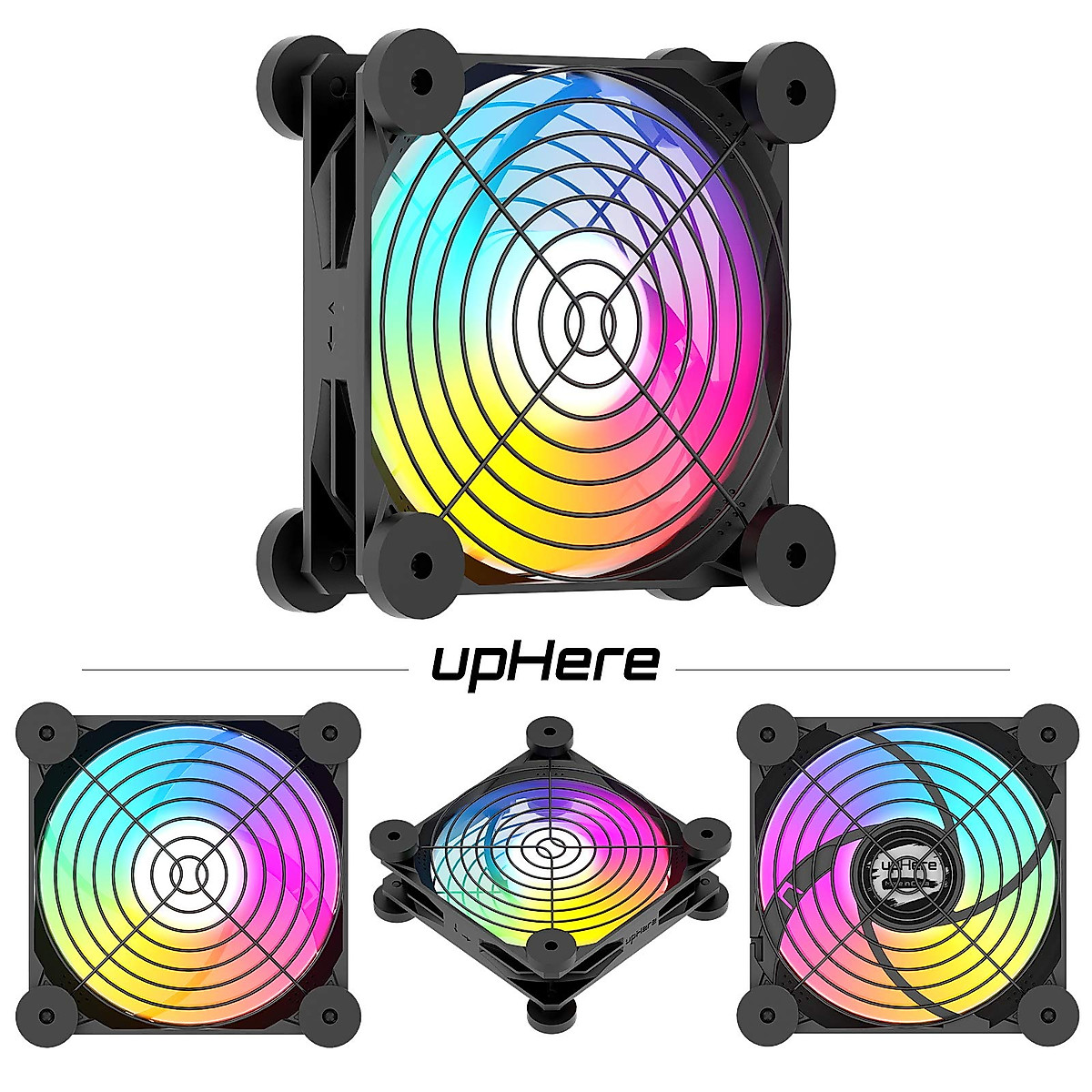upHere N12U06 USB Fan,Dynamic Rainbow LED,Silent 120mm Fan for Computer Cases Computer Cabinet PlayStation Xbox Cooling