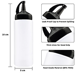 3PACK Plastic Squeeze Bottles,6 oz Plastic Squeeze Squirt Condiment Bottles With Leak-Proof Cap,Condiment Squeeze Bottles Ketchup Squeeze Bottle For Kitchen Use.