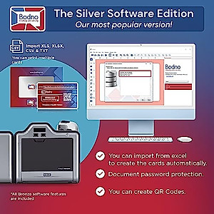 Bodno Fargo HDP5000 Dual Sided ID Card Printer & Complete Supplies Package with Silver Edition Software