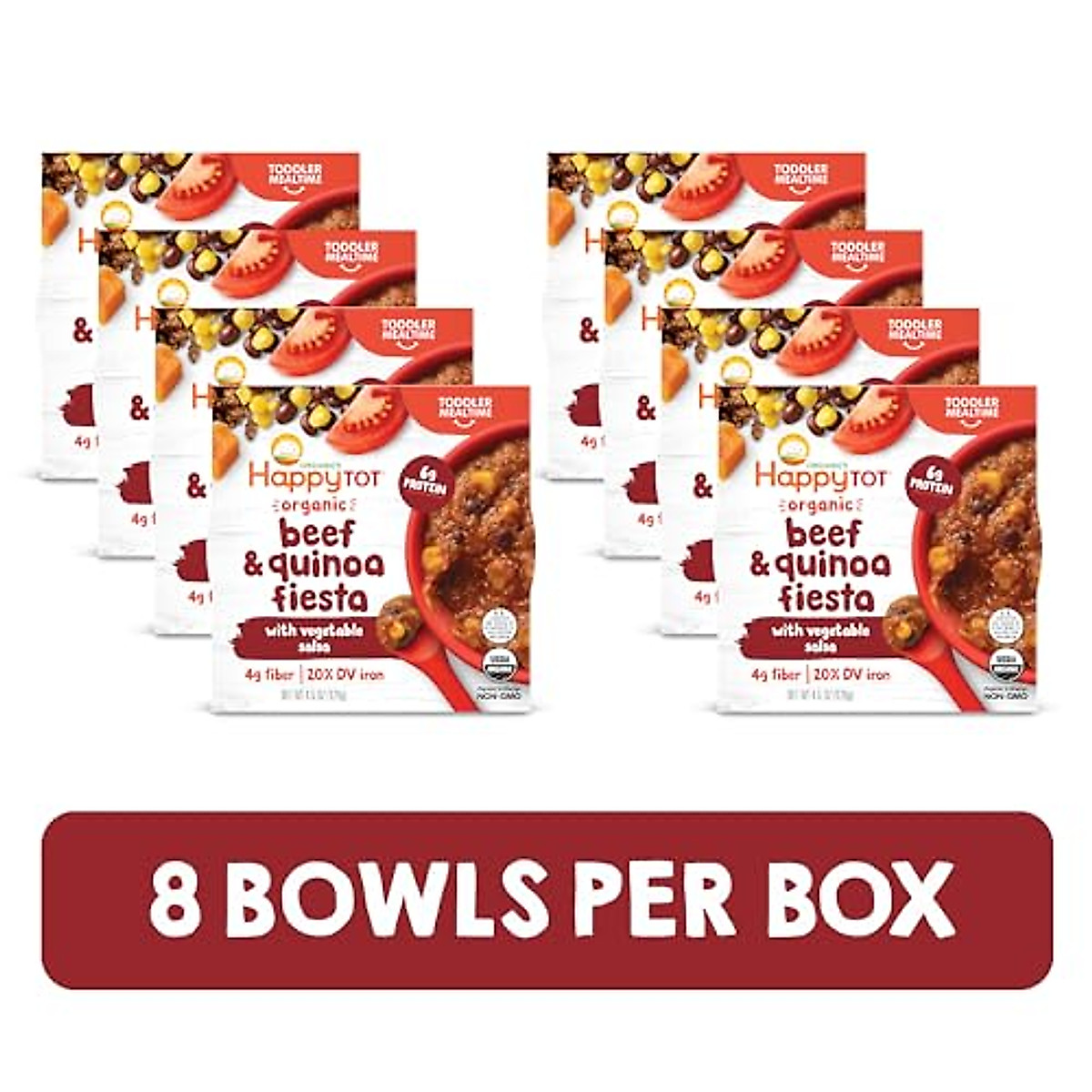 Happy Tot Organics Meal Bowl, Beef & Quinoa Fiesta with Vegetable Salsa, 4.5 Ounce Pouch (Pack of 8)