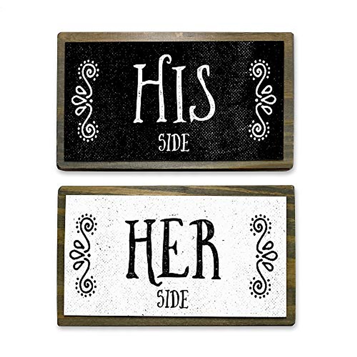 ANVEVO His Side, Her Side - Two 6" Handmade Rustic Couple Metal Wood Signs – Cute Rustic Wall Decor Art - Farmhouse Decorations – Couple Bathroom Signs