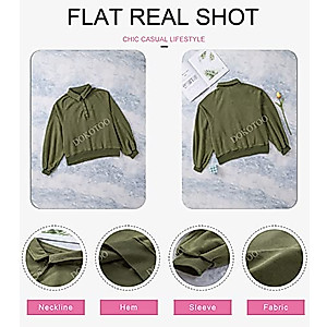 Dokotoo Women's Fashion Hoodies & Sweatshirts Lantern Long Sleeve Button Collar Crewneck Oversized Pullovers Winter Sweatshirts for Women Loose Fit Casual Ladies 2023 Fall Shirt Tops Green L