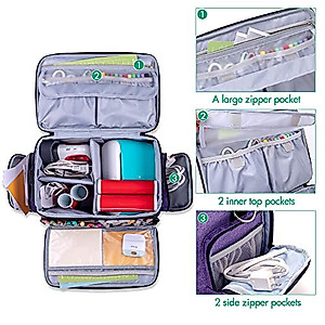 Luxja Carrying Case Compatible with Cricut Joy and Easy Press Mini, Carrying Bag with Supplies Storage Sections, Purple