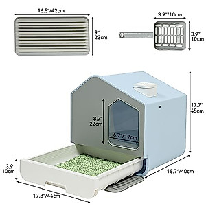 YITAHOME Extra Large Enclosed Cat Litter Box with Mat and Litter Scoop, Odorless Anti-Splashing XL Covered Hooded Cat Box, No Installation Needed