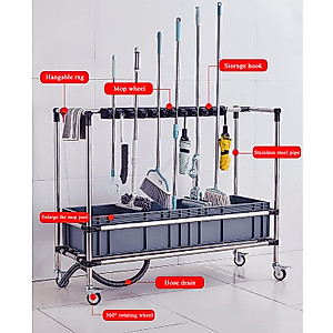 Mop Storage Racks Cleaning Tool Tower Mop Holder Umbrella Stand,Broom and Mop Holder Put Wet Mops Movable Commercial Mop Rack,for Garden Garage Schools, Hospitals, Factories, Hotels,Property Compa