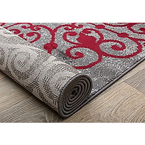 Contemporary Modern Floral Indoor Soft Runner Area Rug 2' x 7'2" Red