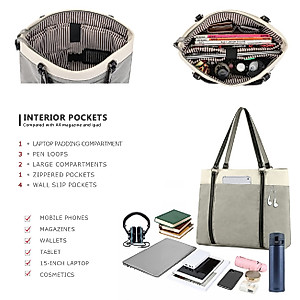 Women's Work Bag with Laptop Compartment Zipper Pockets Teacher Totes Purse