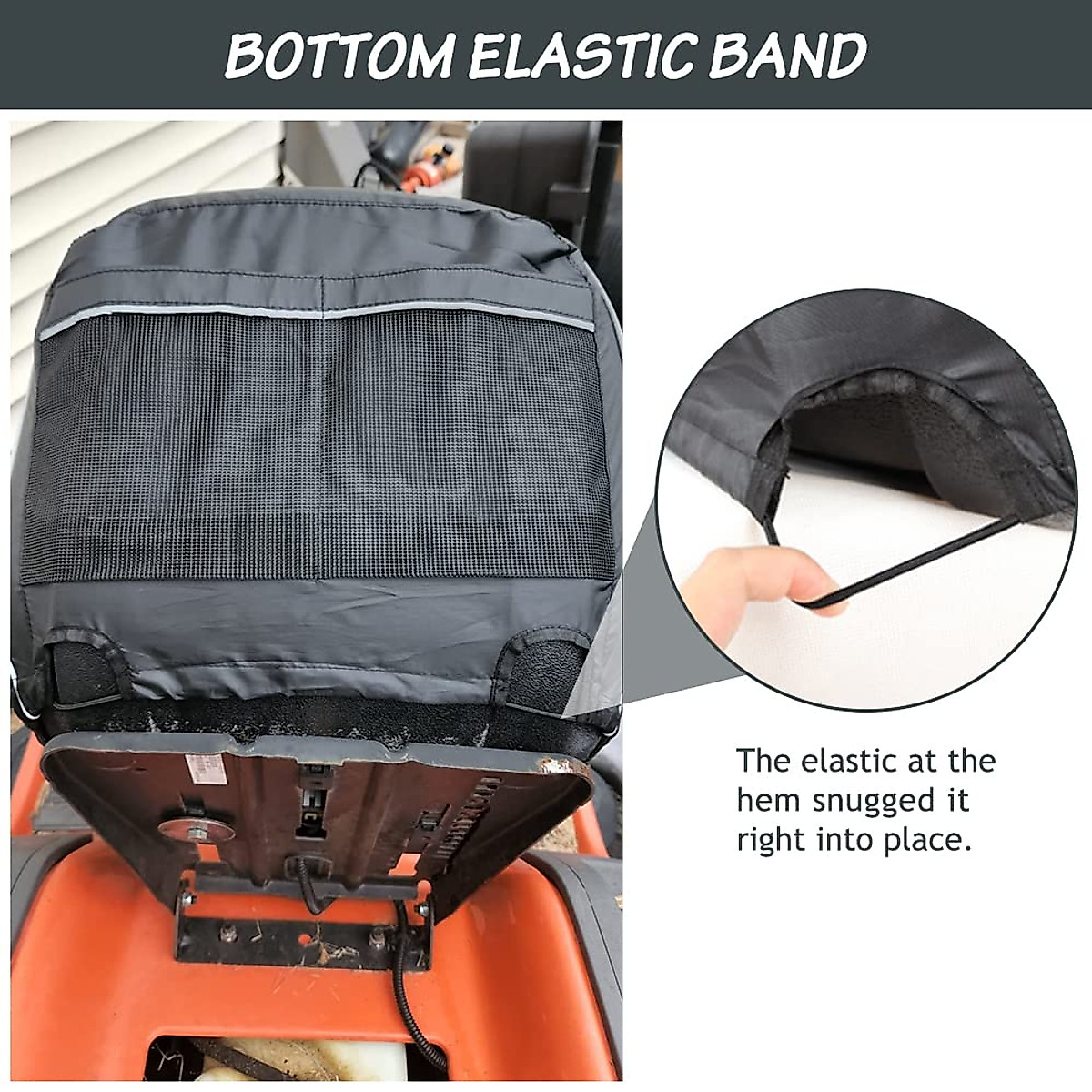 HOMEYA Riding Lawn Mower Seat Cover, Heavy Duty 600D Oxford Waterproof Tractor Seat Cover with Padding & Back Pockets, for 16.5 Inches High Seats, Fits Husqvarna Cub Cadet Seat Without Armrests