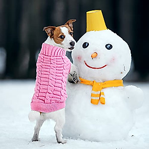 Pedgot 4 Pieces Dog Sweater Dog Winter Clothes Knit Turtleneck Pet Sweater Classic Pet Cable Knit Winter Coat Warm Dog Sweatshirt Pullover for Medium Dogs (M)