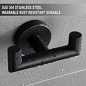 Orlif Double Towel Hook，Black SUS304 Stainless Steel Robe Hook Wall Mounted Bath Towel Hanger Towel Holder Coat Hook for Bathroom, Kitchen, Bedroom, Hotel…