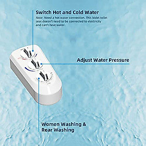 Hibbent Toilet Seat Bidet with Self Cleaning Dual Nozzle, Hot and Cold Water Spray Non-Electric Mechanical Bidet Toilet Attachment for Rear or Female Washing Sanitizing