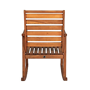 JONATHAN Y RCK101A Carey Modern Slat-Back 300-Lbs Support Acacia Wood Patio Outdoor Rocking Chair for Garden, Lawn, Backyard, Pool, Deck, Beach, Firepit, Teak