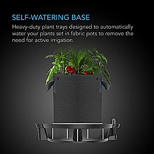 AC Infinity Self-Watering Fabric Pot Base, 4-Pack Auto-Irrigation Water Delivery System with Reservoir Meter, Elevated Plant Saucers for Use in Indoor Grow Tents, Greenhouses, and Outdoor Gardens