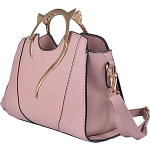 QZUnique Cat Purse for Women Cute Top Handle Shoulder Bag for Teens Girls Pu Leather Gothic Handbag Crossbody Bag