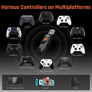 BIGBIG WON R90 Controller Adapter, Wired Adapter for Xbox Series X|S/One/Elite Series/Switch/PS5/PS4 on PC Win10&11/Playstation/Switch, Turbo