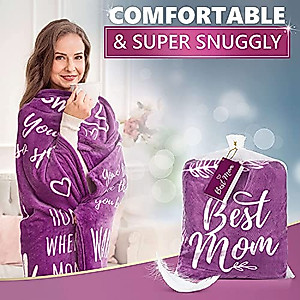 EasyFluffy Mom Gifts from Daughter, Gifts for Mom, Mom Gifts, Best Mom Ever Gifts, Mom Birthday Gifts, I Love You Mom Blanket, Happy Birthday Mom, 50" × 60" (Purple)