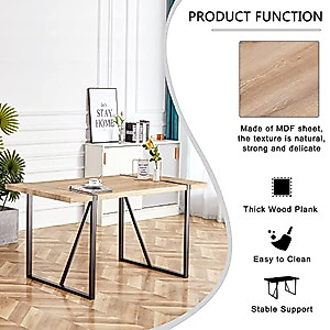 55 in Modern Dining Table Set for 4, 5-Piece Kitchen Dining Table Set, Modern Rectangle Wood Dining Table and Fabric Chairs Set for 4 Suitable for Dining Room, Living Room (Brown, table+4 chairs)