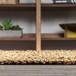 JONATHAN Y NRF103A-5 para Hand Woven Chunky Jute with Fringe Area-Rug, Bohemian, for Bedroom, Kitchen, Living Room,5 X 8,Natural