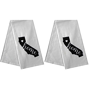 Petal Cliff 2 Pcs, 100% Cotton California State Flour Sack Printed Kitchen Towels with Sentiments Home. Size: 20" X 28". Inspired by The State WE Call Home.