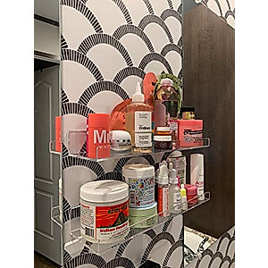 Cq acrylic 4 Pack Clear Acrylic Floating Wall Ledge Shelf,15" Invisible Wall Mounted Nursery Kids Floating Bookshelf for Kids Room,U Modern Picture Ledge Display Toy Storage Wall Shelf,Clear