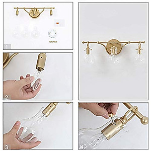 KSANA Gold Bathroom Light Fixtures, 3-Light Vanity Light Fixtures with Clear Glass