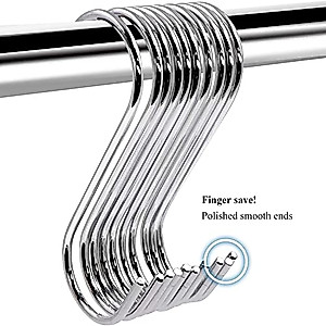 RHBLME S Hooks for Hanging, 100-Pack S Shaped Hooks for Hanging Plants, 2.4 Inch Stainless Steel S Hooks Heavy Duty, Durable S Shaped Hooks for Kitchen,Pots, Pans, Plants, Bags, Cups, Clothes