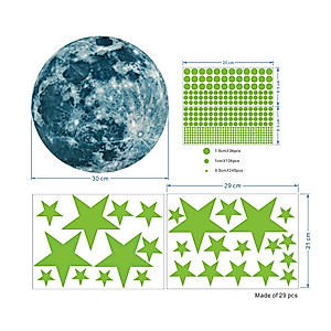 Baybuy Glow in The Dark Stars for Ceiling, 3D Glow Stars Wall Stickers, 1093pcs, Green, Starry Night Style, PVC Material, Reusable, Indoor Use, Perfect for Kids Bedroom and Gift