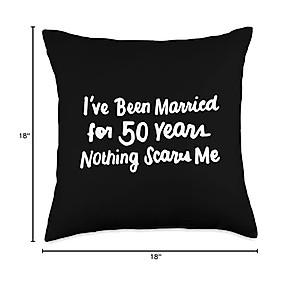 Happy 50th Wedding Golden Anniversary Gifts Store Couples Married 50 Years-Funny 50th Wedding Anniversary Throw Pillow, 18x18, Multicolor