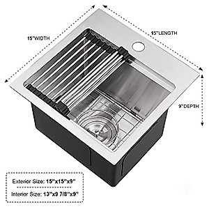 21 Black Bar Sink Drop In Kitchen Sink - iAnomla 21 x 20 inch Workstation Drop-in Topmount Black Stainless Steel Bar Prep RV Sink 16 Gauge Matte Black Stainless Steel Kitchen Sink with Cutting Board