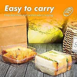 MANSHU 100 Pcs Clear Plastic Take out Containers,Disposable Clamshell Dessert Container with Lid, for Salads, Pasta, Sandwiches (5x5.12x2.36 in).