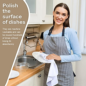 SINLAND Kitchen Towels Premium Sublimation Blank Towels Fast Drying Tea Towel Polyester Dish Towels for Drying Dishes16 Inch X 24 Inch 10 Pack White