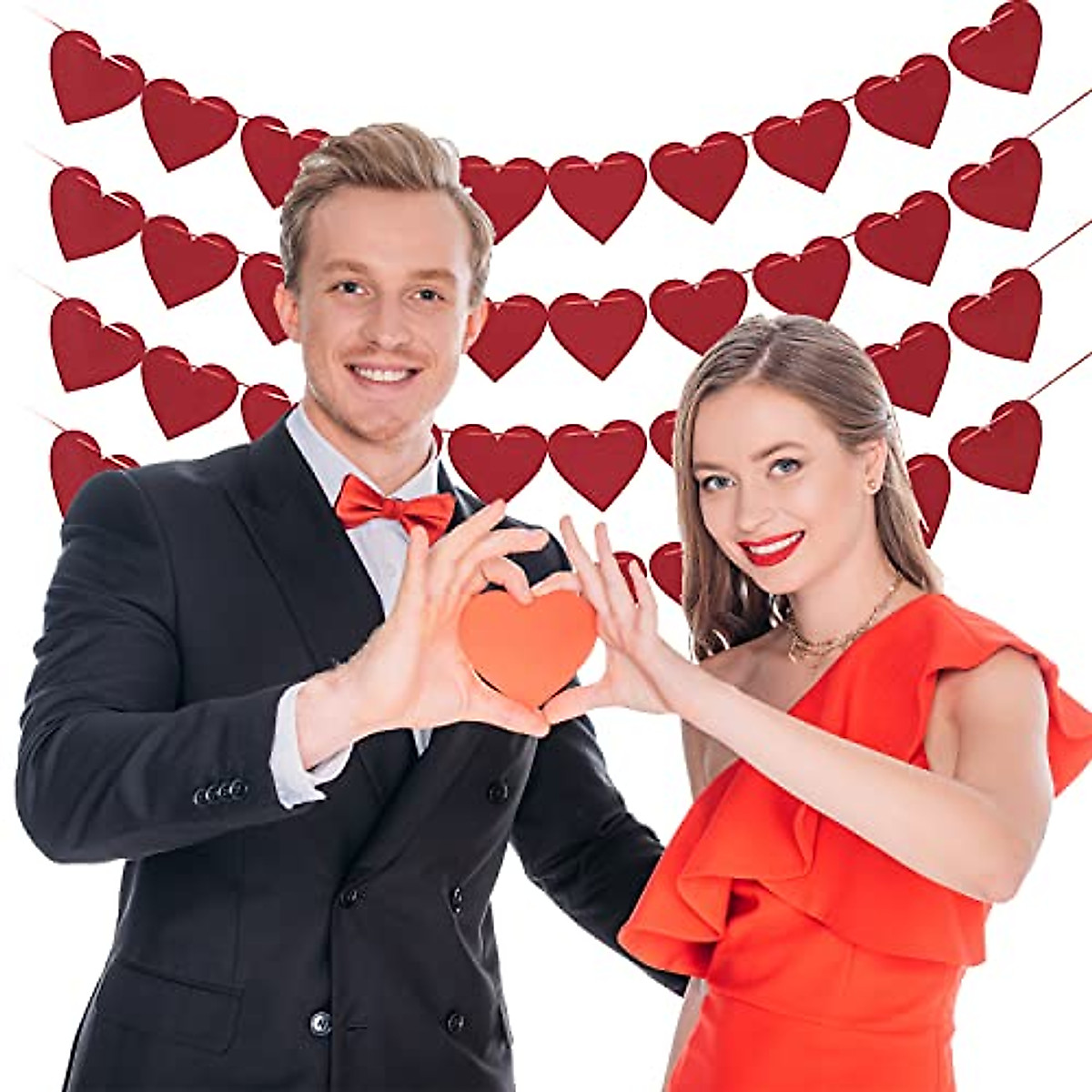 4 Packs Heart Garland Decorations for Valentines Decor Valentines Heart Felt Banner for Valentines Decorations, Anniversary, Wedding, Engagement Party Home Decor