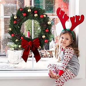 Red Velvet Ribbon, Chiffon Silk Ribbon Fringe Velvet Ribbon Christmas Velvet Ribbon Frayed Edges Ribbon Red Ribbons for Gift Wrapping Wedding Invitations Bridal Bouquets DIY Crafts (2.5in x 3 Yards)