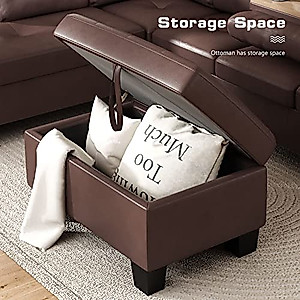 Lamerge Sectional Sofa Couch for Living Room, Modular Sectional Sofa with 6 Seats L Shaped Sofa Set with PU Leather Ottoman, Button Tufted Comfy Living Room Sofa Couch for Small Place