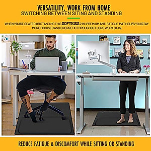 Anti-Fatigue Standing Office Chair Mat for Hardwood Floor with Cushioned Foam Foot Support, 48” x 36” Desk Chair mat, Scratch Resistant and Waterproof Anti-Slip Surface, Soft Ergonomic Cushion