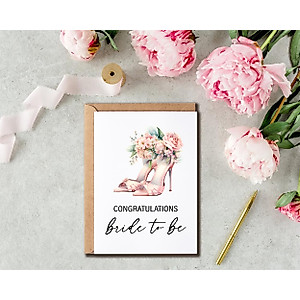 SMHGifts Congratulations Bride To Be Card - Bridal Shower Card - Wedding Shoes Card - Happy Wedding Card - Beautiful Bride Card - Greeting Card For Her