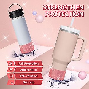 WUQID Protective Bling Silicone Boot Sleeve, Compatible with Stanley Tumbler 20-40oz & Hydro Flask Bottle 12oz-24oz, Glitter Reduces Dents Sleeve Cover for More Bottles/Tumblers Bottom of 2.83-2.95in