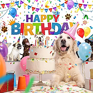 Dog Happy Birthday Backdrop Banner Puppy Photography Background Banner Cartoon Dog Photo Backdrop Birthday Party Decorations for Dog Owner Birthday Party Pet Party Supplies (5.9 x 3.6 Feet)
