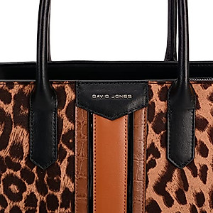 DAVID JONES Paris Women Fashion Leopard Print Shoulder Tote Bag - Black/Brown