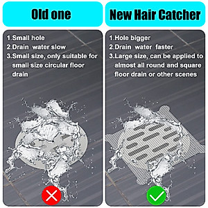 5.7 Inch Disposable Hair Catcher Shower Drain Hair Catcher Mesh Stickers Drain Cover Square Hair Drain Cover Bathtub Stopper with 5 mm Holes for Bathroom Kitchen Sink Mesh Filter (50)